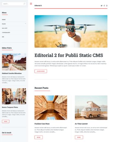 Editorial 2 - Free Publishing-Focused Publii Theme with Sidebar